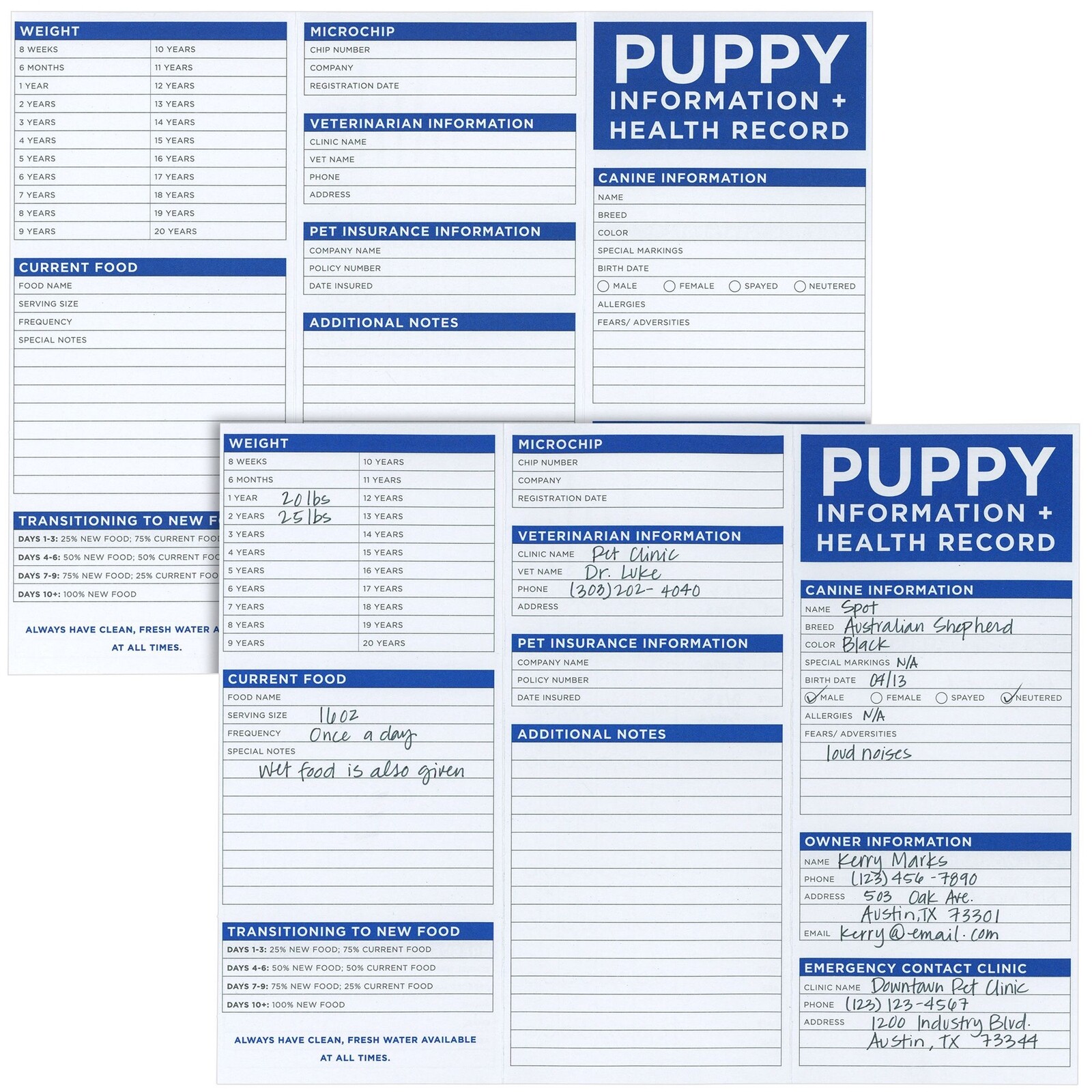 60 Pack Puppy Vaccine Cards, Canine Health Record Pamphlets (8.5 x 11 ...