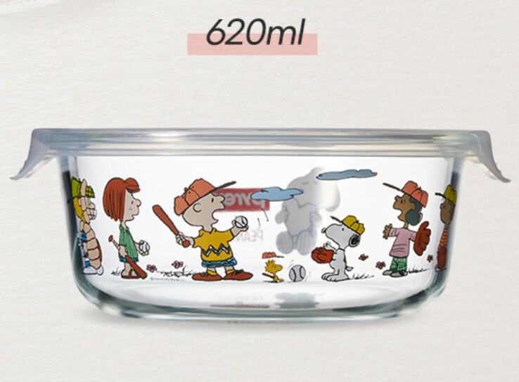 Pyrex Peanuts Snoopy Glass Storage Heat Resistant Containers Round 3pcs ...