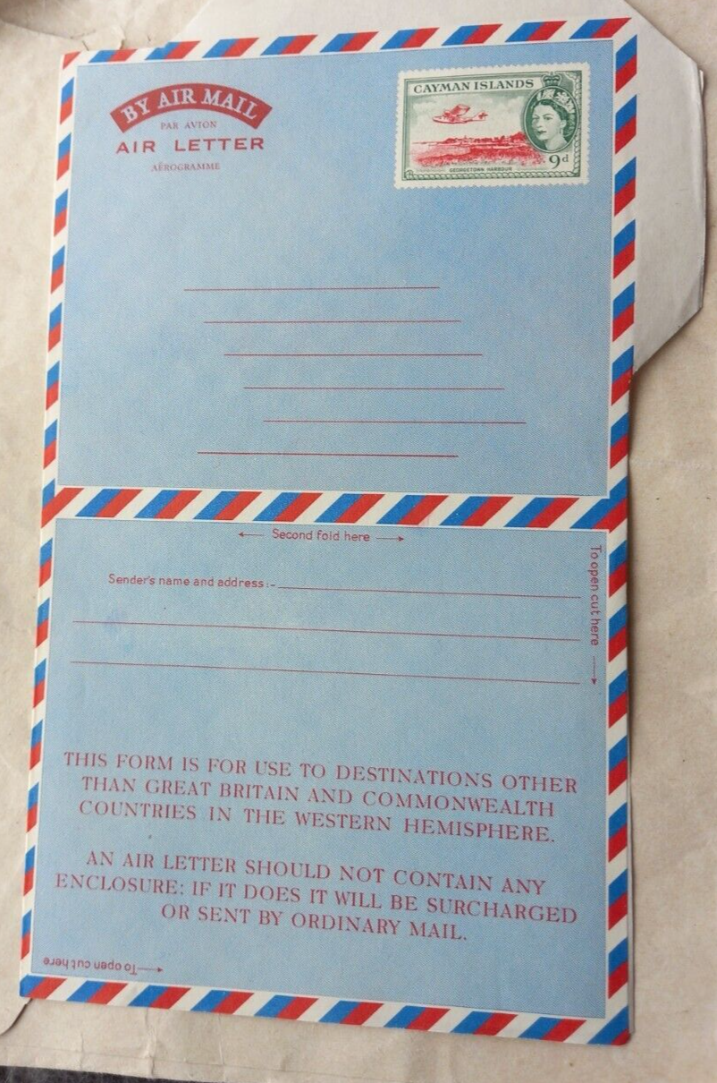 CAYMAN ISLANDS 1950s UNUSED AIR LETTER 9D IMPRINT FOR COMMONWEALTH ...