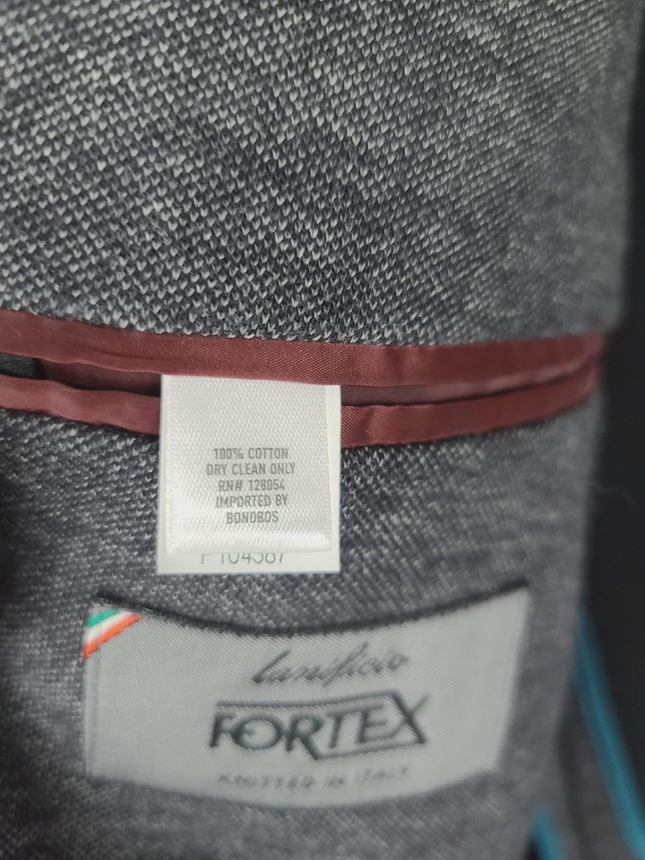 Bonobos Blazer Mens 46R Gray Athletic Fit Knit Cotton Sport Coat Italy ...
