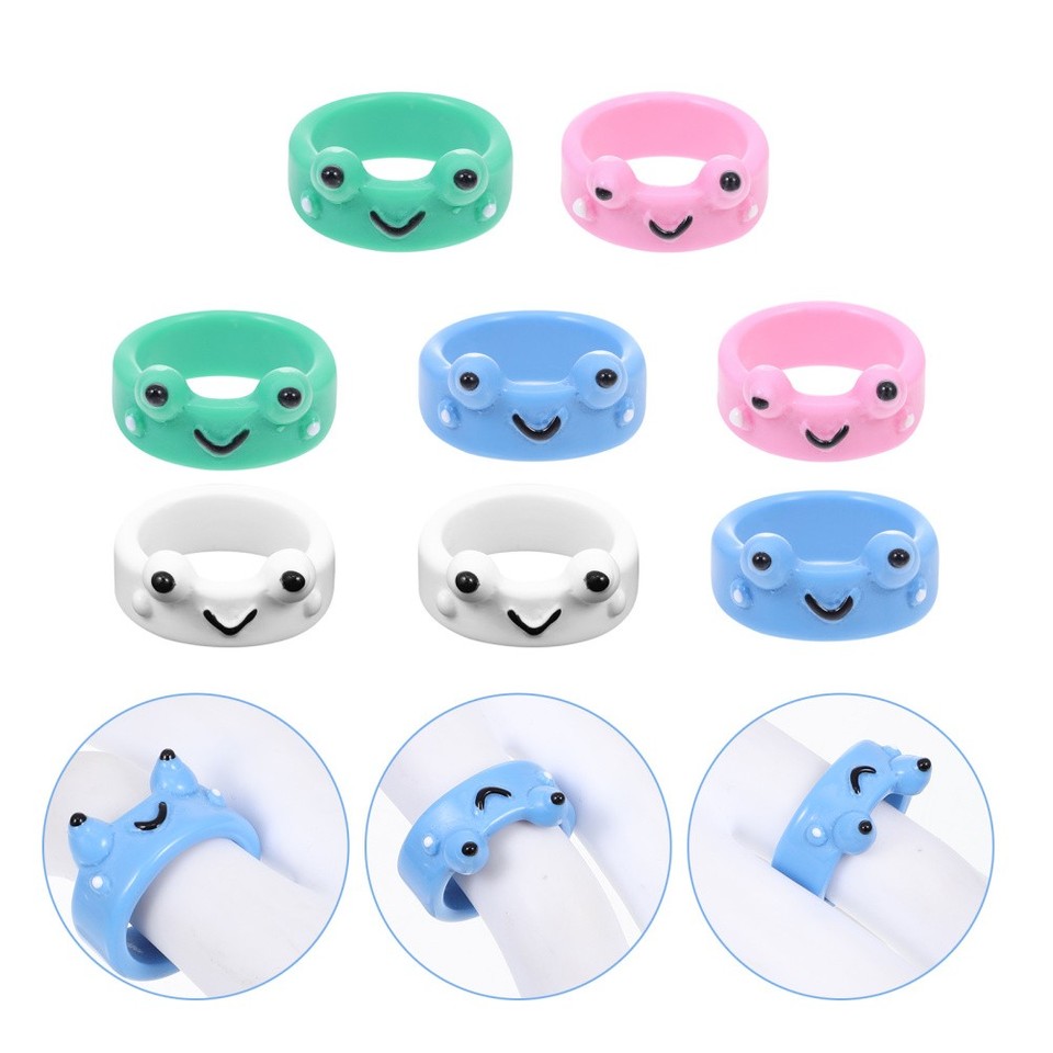 8Pcs Decorative Finger Rings Plastic Little finger Rings Women ...