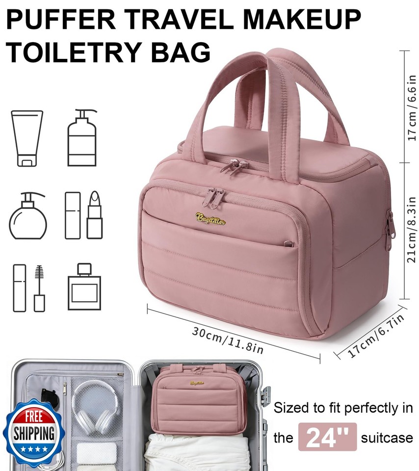 Bagstellar Travel Toiletry Bag, Lightweight Wide-open Large Puffy ...
