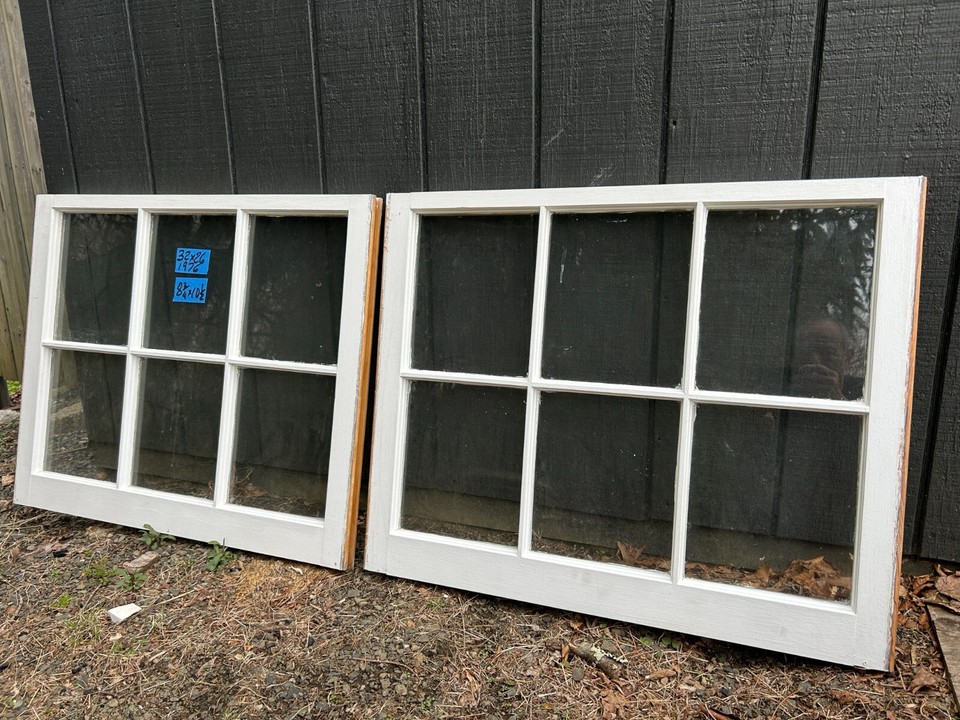 2 - 32 x 26 Vintage Window bottom sashes old 6 pane Frame 1976 Arts ...