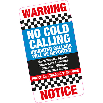 No Cold Calling Zone Uninvited Callers Front Door Window Sticker Deter ...