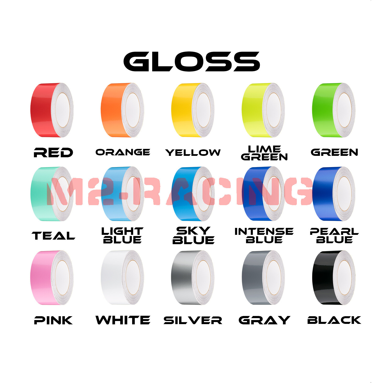 10FT/20FT Long Gloss Color Racing Stripes Vinyl Wrap Rally Decals ...