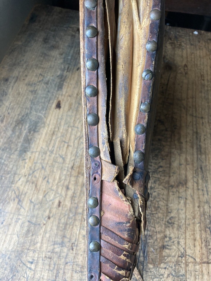 Antique beautifully painted primitive Bellows with old leather and ...