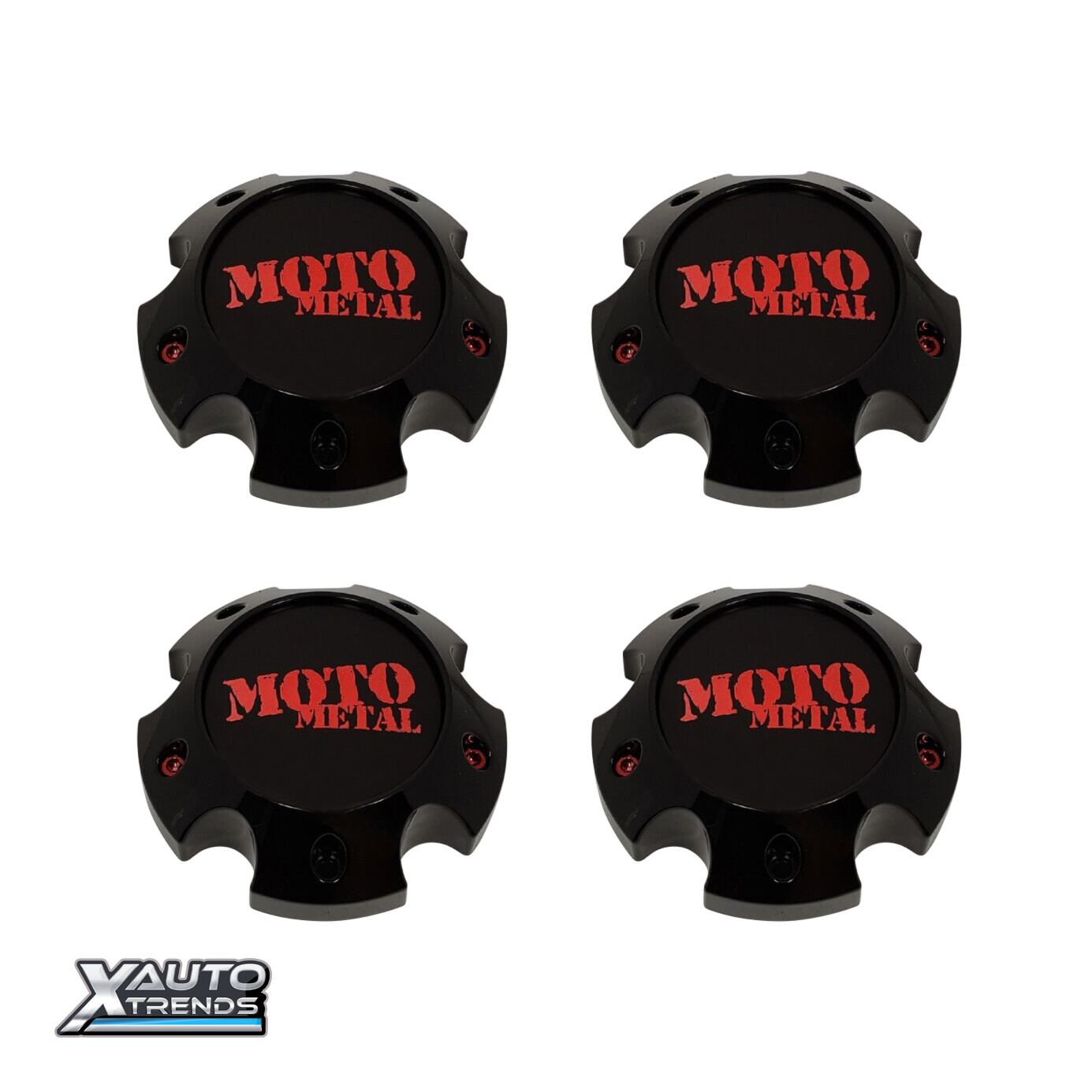 4 x Moto Metal Wheel Center Cap Satin Black w/ Red Tint ...