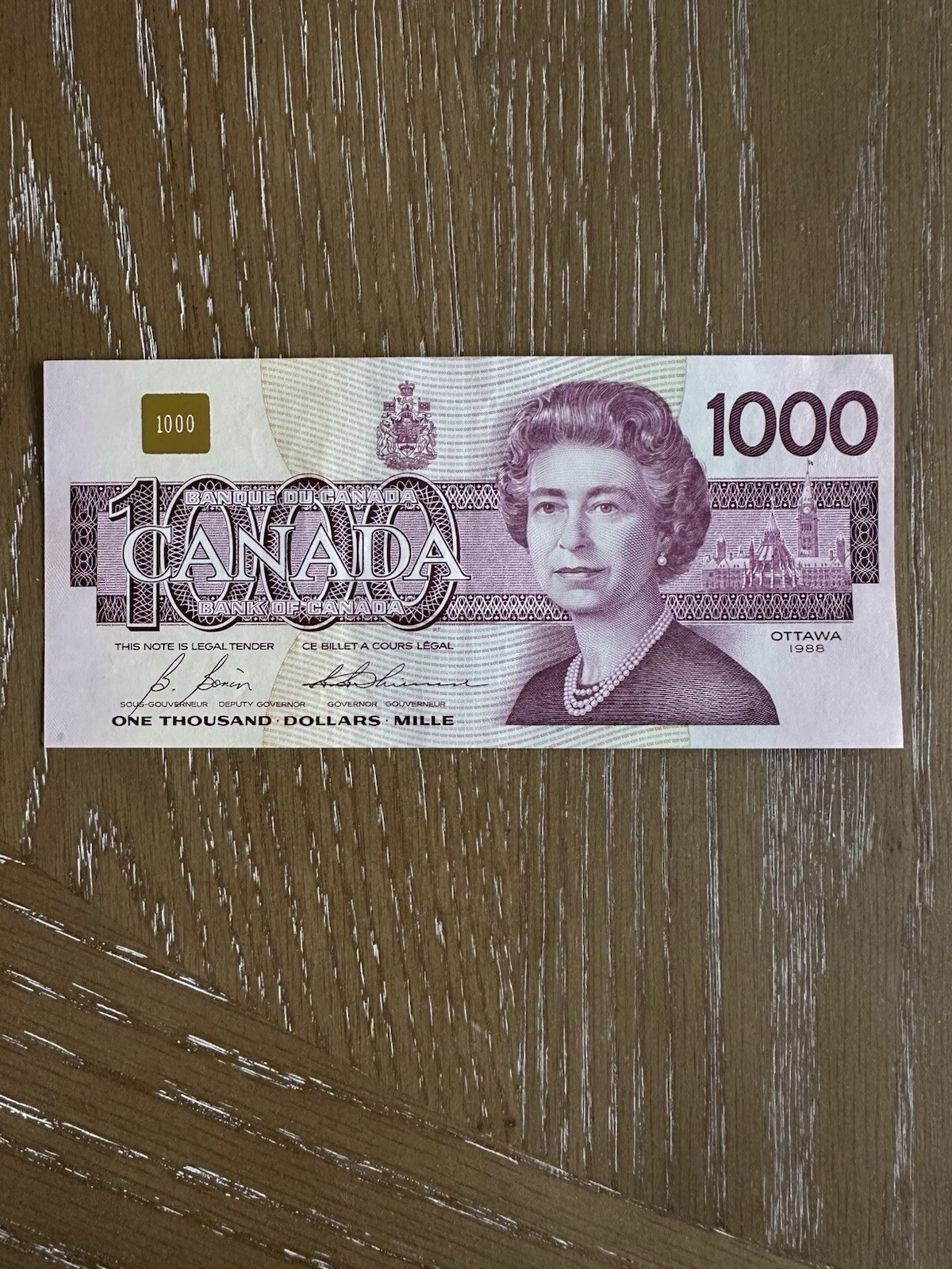 **Uncirculated**1988 Canadian 1000$ One Thousand Dollar Banknote Bank ...