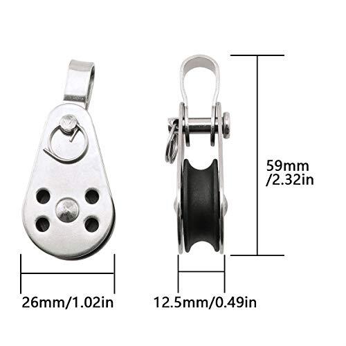 2 Pack Stainless Steel Marine Pulley Rope Runner for Sail Boats Yachts ...