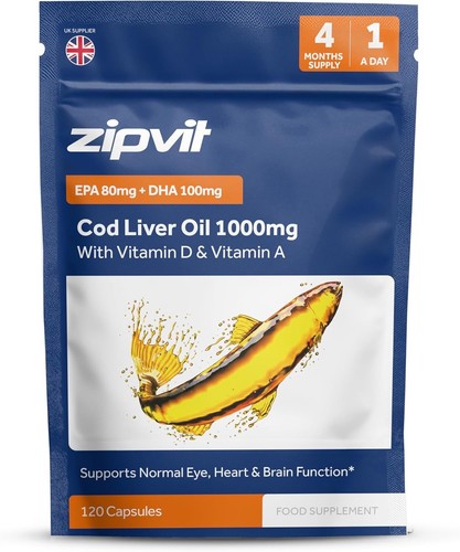 Zipvit Cod Liver Oil 1000mg Capsules Support Heart, Brain, Blood ...