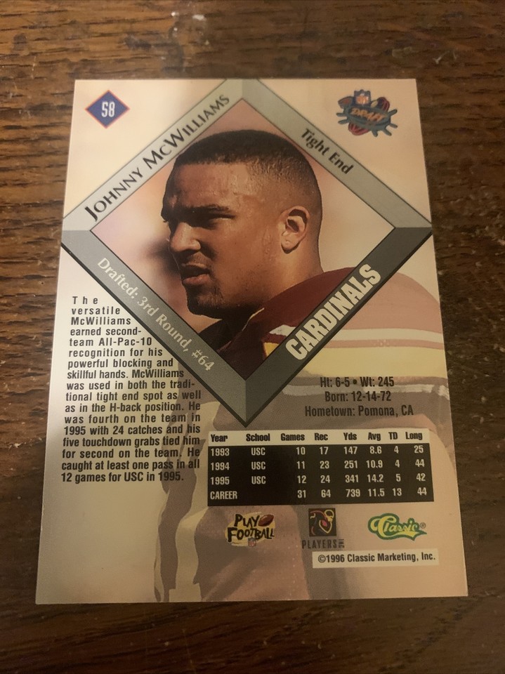 1996 Classic NFL Rookies Johnny McWilliams #58 Rookie Auto | eBay