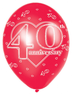 11' "40th Anniversary" - Helium Latex Balloons - Party Decorations x 6 ...