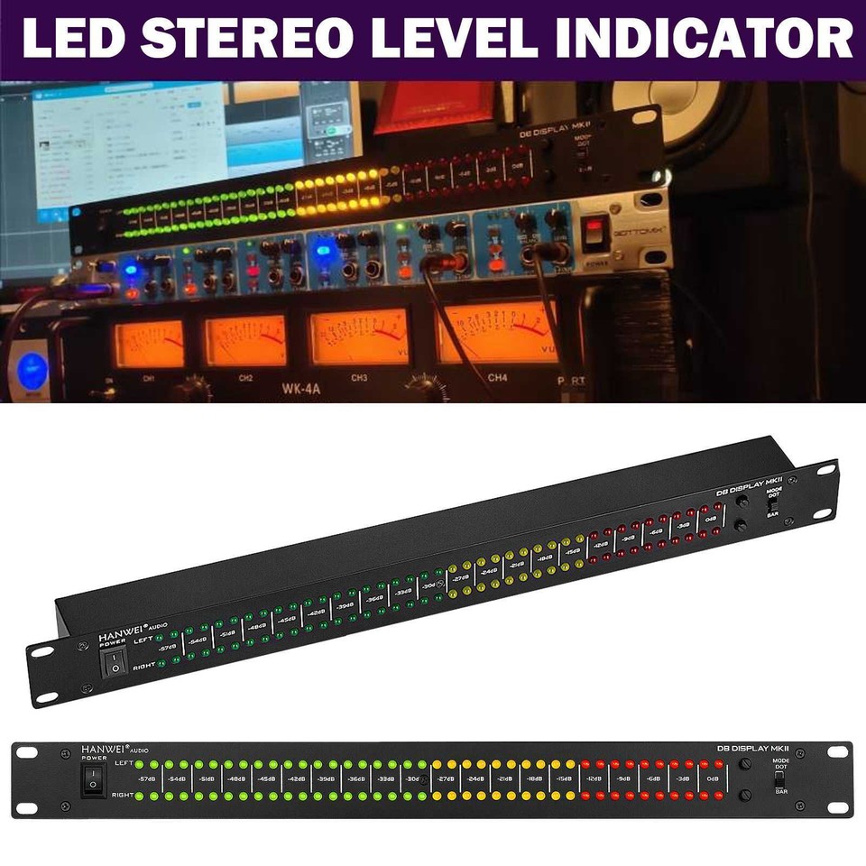 Stereo Sound Level Meter Music Spectrum Lamp Audio Analyzer Dual 40 LED ...