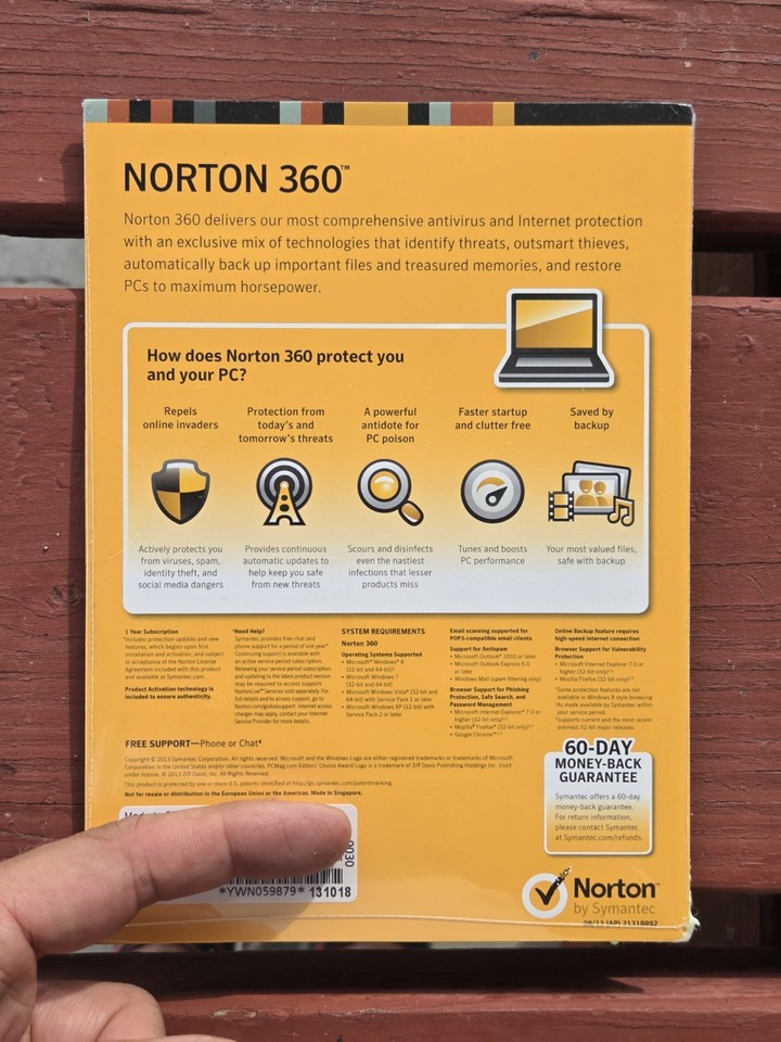 2013 Norton 360 by Symantec Windows 8 7 Vista & XP New Sealed CD Rom ...