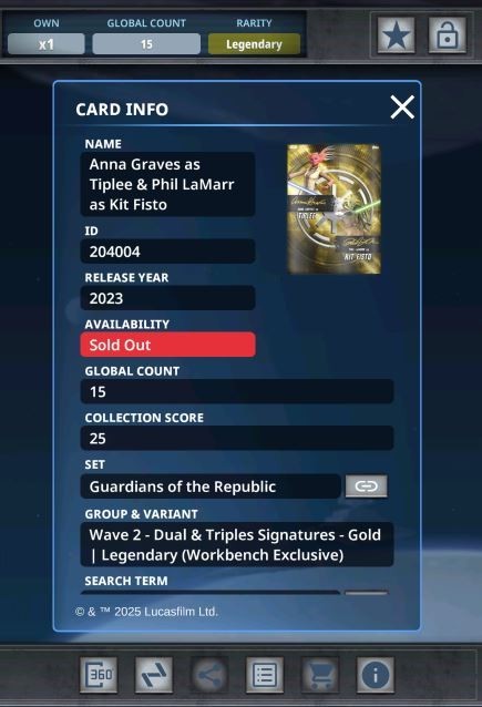 Star Wars Card Trader Digital Legendary Guardians Sig Kit Fisto, Tiplee ...