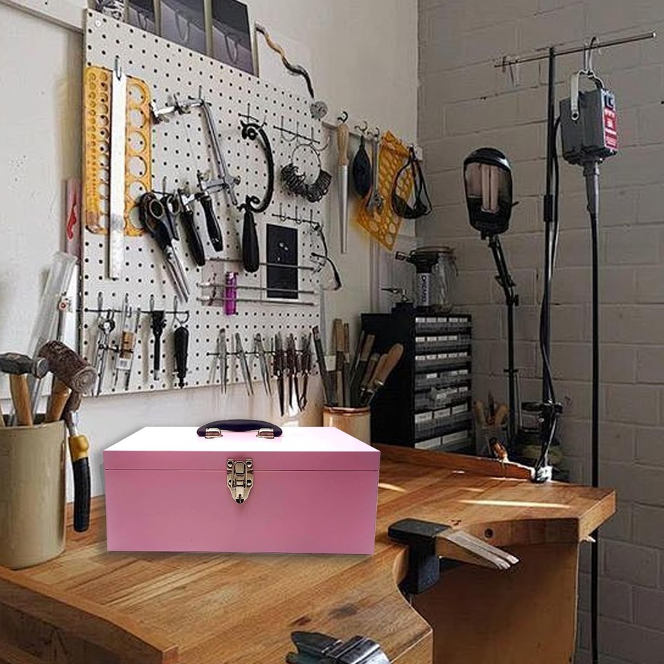 16" Small Tool Box Mini Toolbox Small Metal Tool Box Portable Locking ...