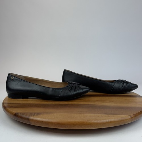 Womens Vionic Gramercy Black Leather Point Toe Comfort Bow Ballet Flats ...