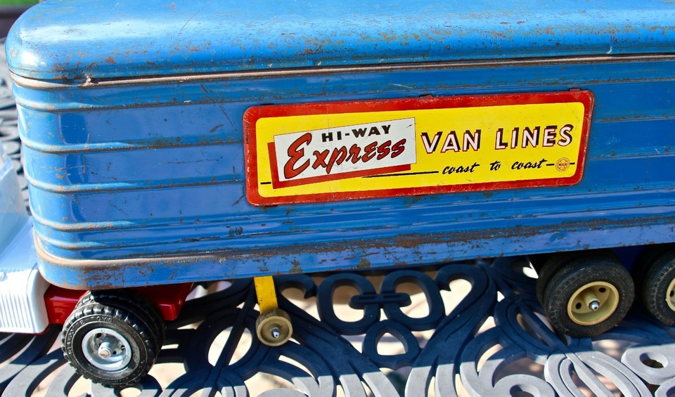 Wyandotte RESTORED metal cab and Marx Hi-Way Express Van Lines trailer 1/16 | eBay