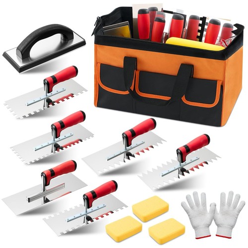 12 Pcs Tile Trowel Tools Set, Include 6 Stainless Steel Notched Tile ...