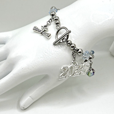 7.5" CLASS OF 2025 * GRADUATION * Stainless Steel Toggle Clasp Charm ...