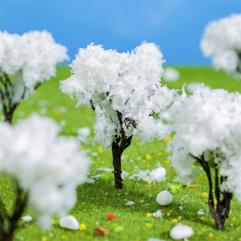 10pc White Model Tree HO Scale Park Railroad Building Sand Table Scene ...