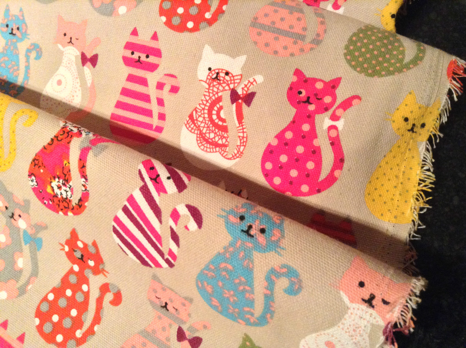 CATS Animal Print Cute Cat Curtain Canvas Cotton Fabric Material -140cm ...