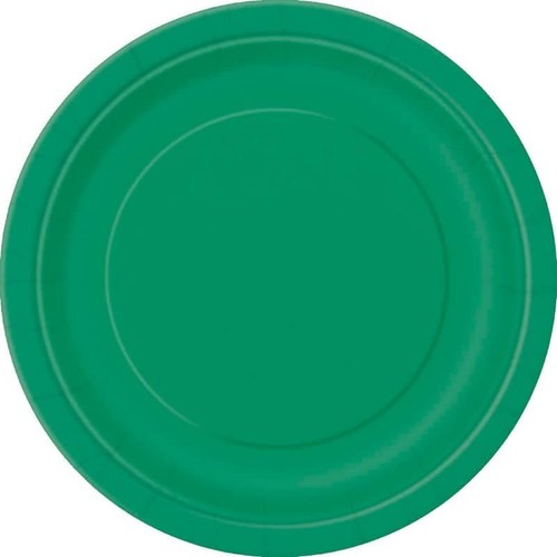 Emerald Green Small Round Paper Plates 18cm (7") 8pk Solid Colour ...