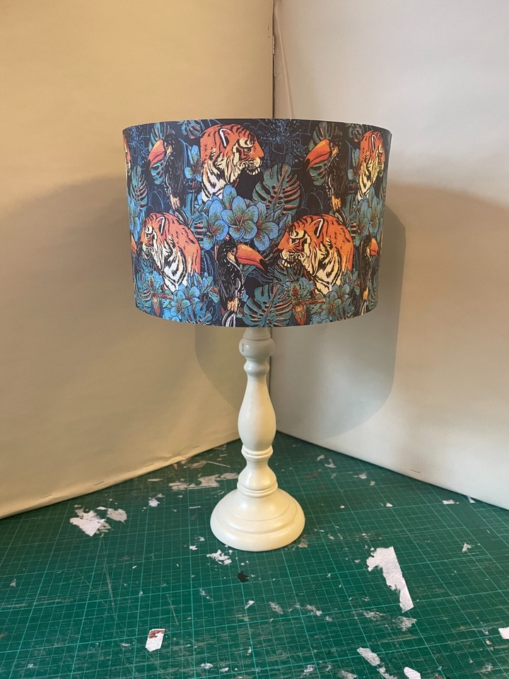 Tiger lamp shade,lampshade decoupage Free Gift, Jungle leaves, night ...
