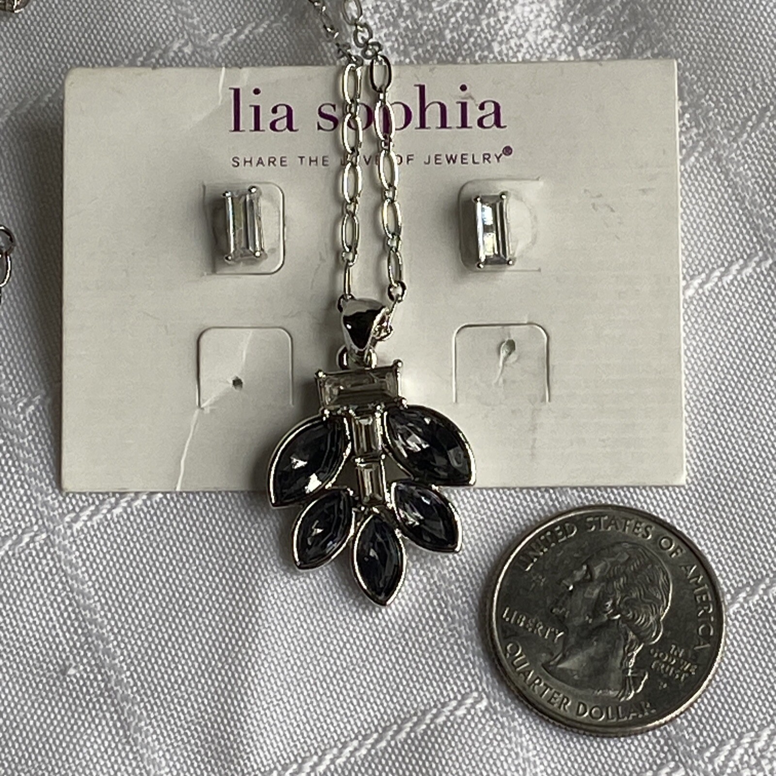 Lia Sophia Viera Necklace & Affection Earrings Rectangular Prism Cz ...