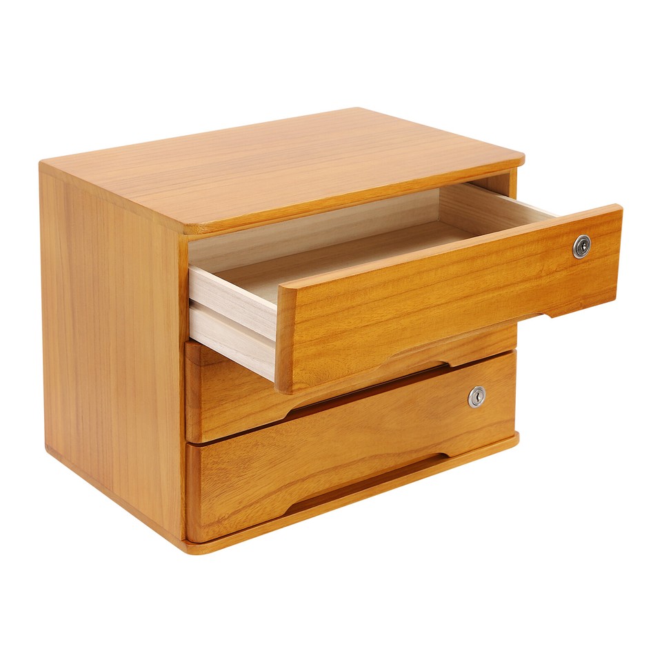Wooden Desktop Storage Cabinet Desktop Storage Box with Lockable ...
