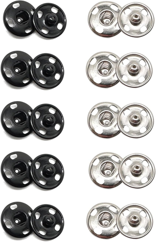 100 Sets Sew on Snaps Sewing Snaps for Fabric Metal Snaps Fasteners ...