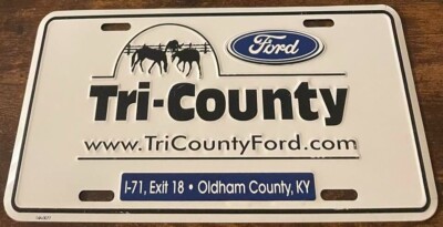 Tri-County Ford Dealership Booster License Plate Oldham County Kentucky ...