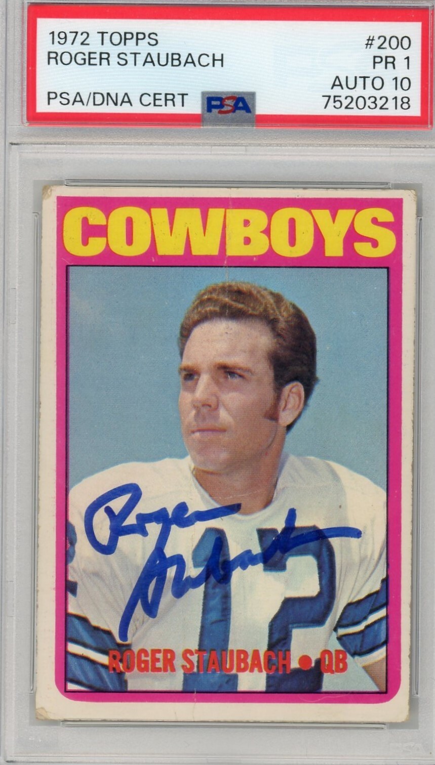Roger Staubach 1972 Topps #200 Rookie Autograph PSA 1 Auto 10 | eBay
