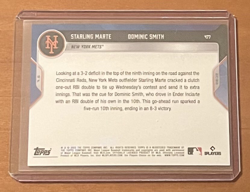 2022 TOPPS NOW #477 STARLING MARTE & DOMINIC SMITH NUMBERED 3/25 PURPLE ...