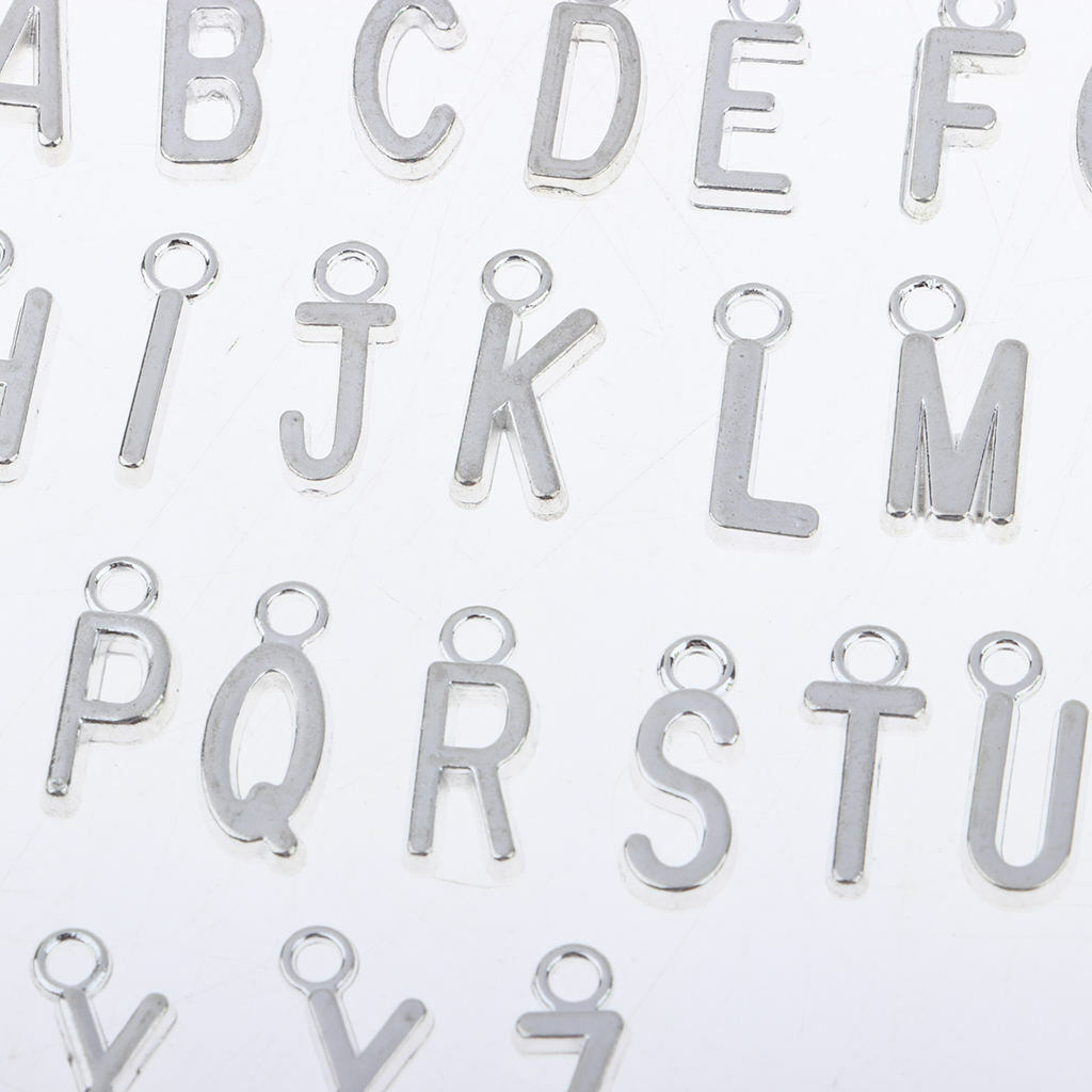 52Pcs Alloy Letters Silver Charms Jewelry Making for DIY Earring Crafts ...