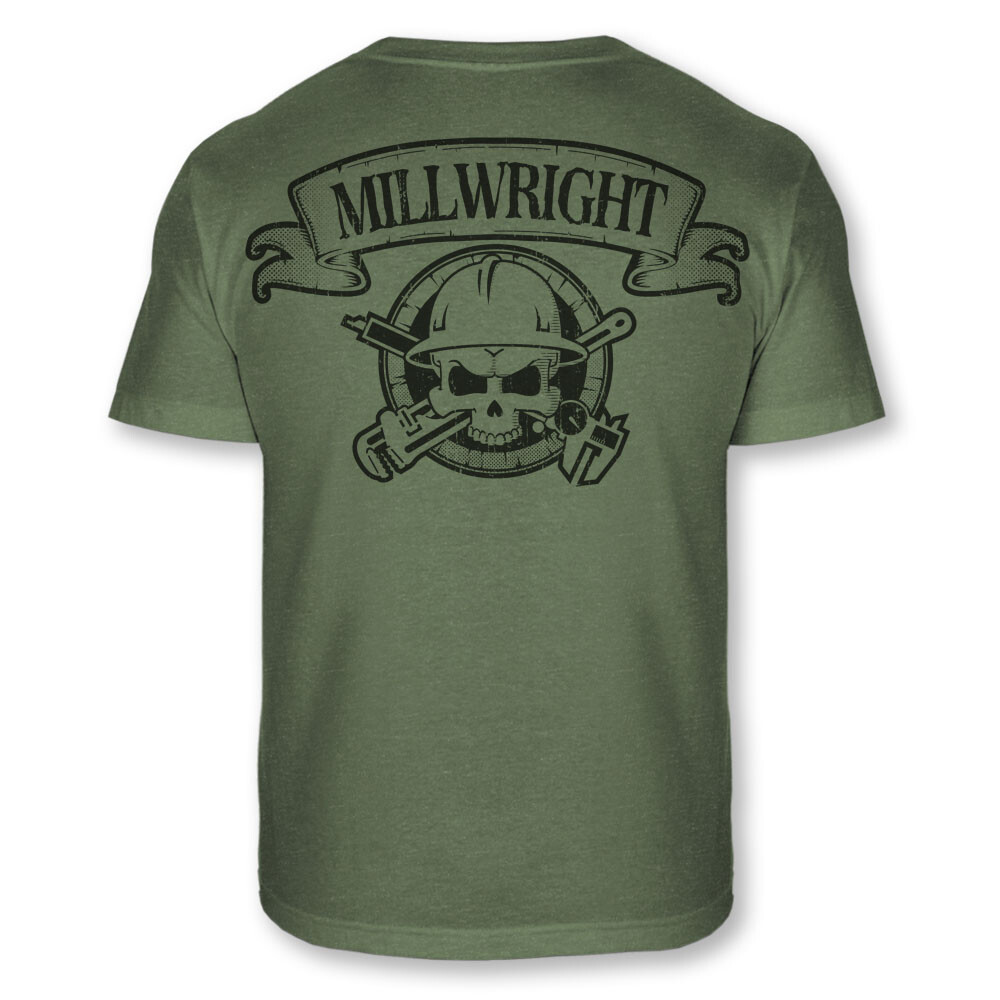 Millwright Skull Crossbones T-Shirt Mill Wright Tradesman Soft Blend ...