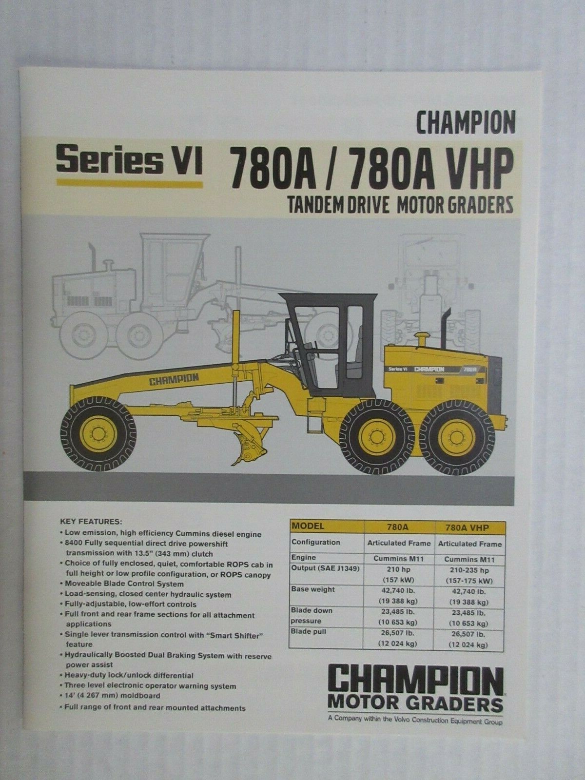 Champion 780A/780A VHP Series VI Motor Grader Color Literature | eBay