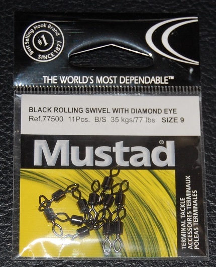 11 Pack Mustad Rolling Swivel with Diamond Eye Size 9 77lb Swivels ...