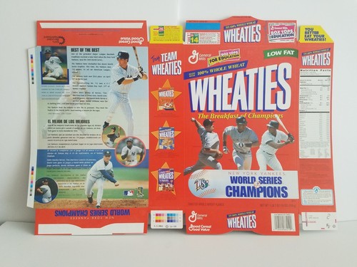NY Yankees 1998 World Series Champs Wheaties Flat Cereal Box, Derek ...