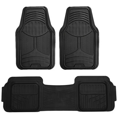 Solid Black Floor Mats 3pcs Set Heavy Duty Auto Mats Universal Fit ...