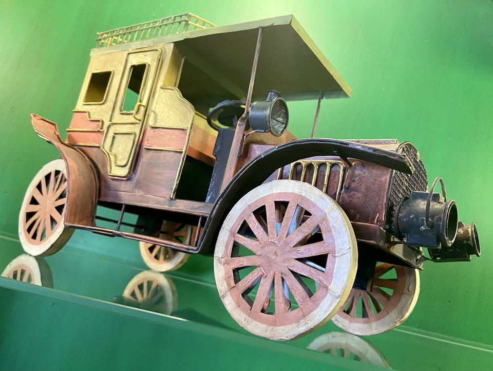 Large Handcrafted Metal Oldtimer Car: Vintage Tin Toy Antique Model Car ...