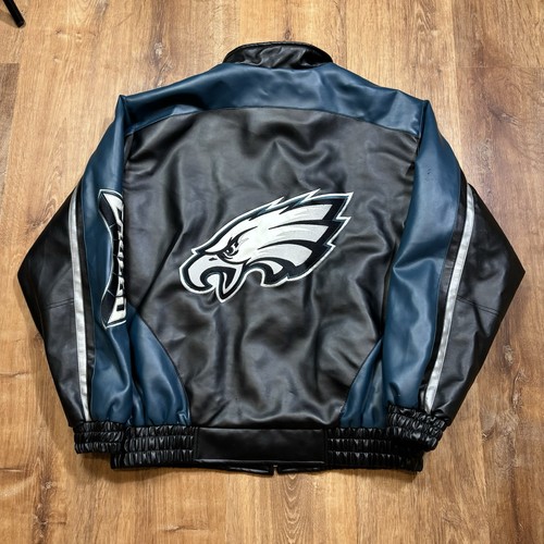 Vintage Philadelphia Eagles Jacket NFL Mens XL Faux Leather Lined G-III ...