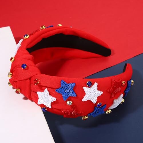 MOLOCH American Flag Headband 4th of July Headband Red White Red Sequin ...