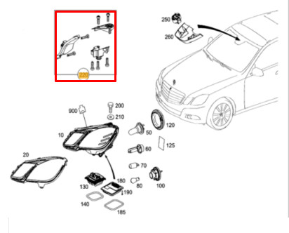 Mercedes - Benz W212 Right Headlight Bracket Repair Kit A2128200414 NO ...