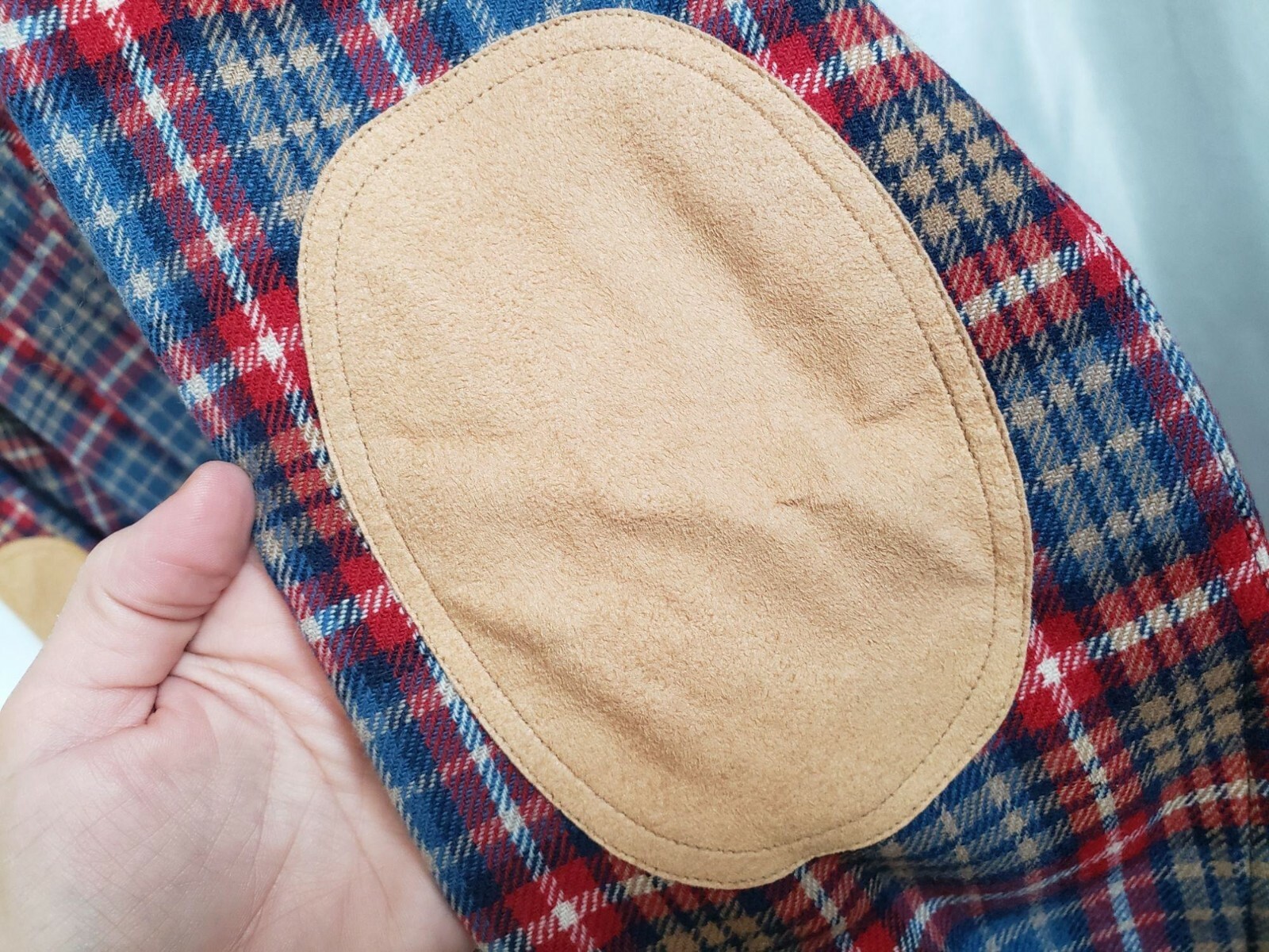 Lobo Pendleton Plaid Vintage Button Up Men Small Red Blue Leather Elbow ...