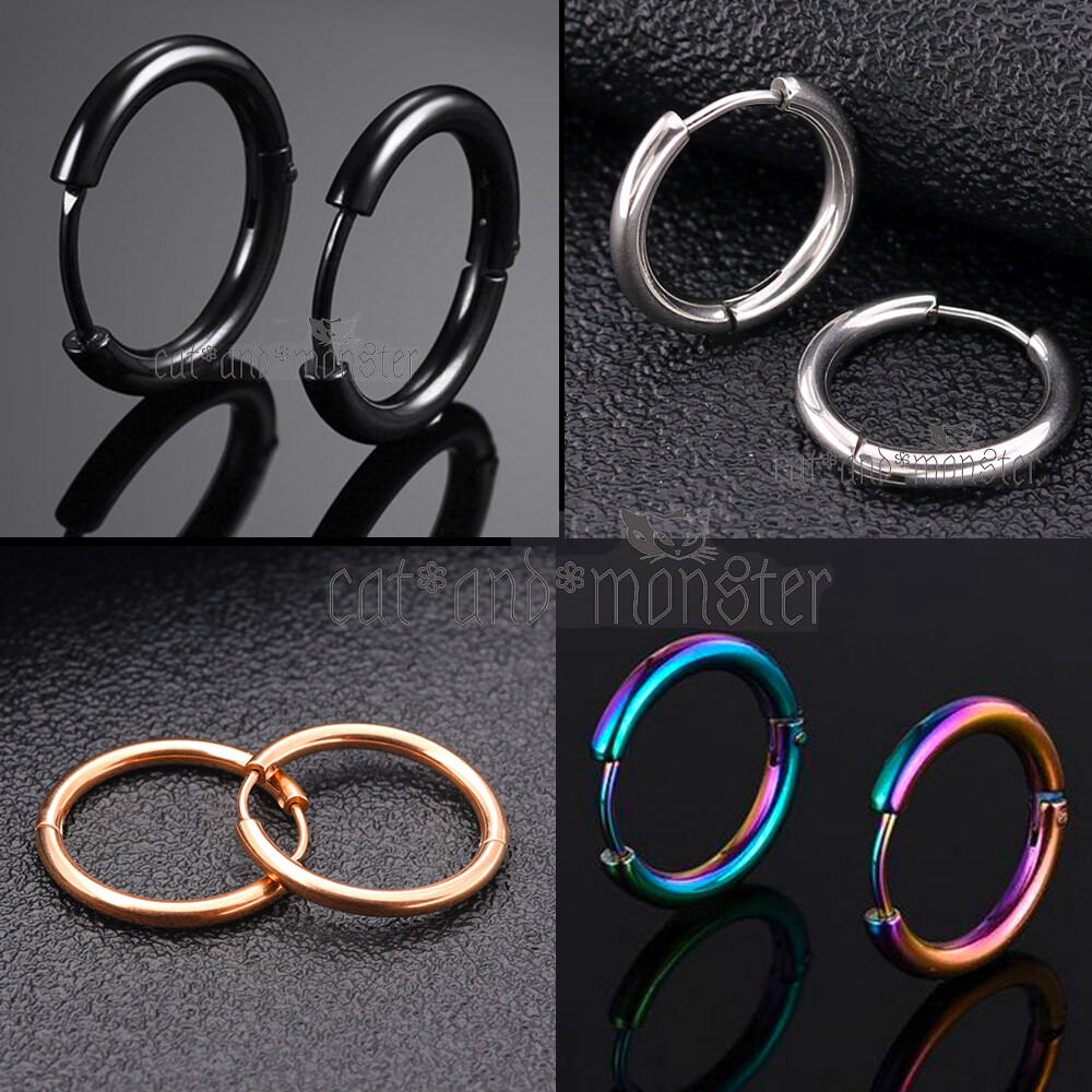Mens Lady Plain Round Band Cross Awl Chain Ear Cuff Piercing Hoop Ring ...