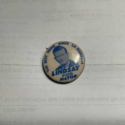 Vintage ~ Lindsay For Mayor Pinback Button~Political Memorabilia ~ NY ...