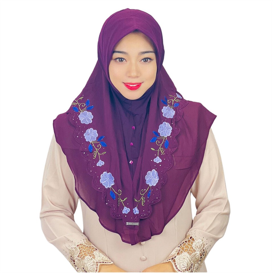 Muslim Instant Hijab Women Prayer Burqa Amira Shawls Embroidery ...