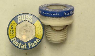 BUSS FUSESTAT FUSES LOT #5 - 15 AMP TYPE S VINTAGE SCREW-IN FUSES ...