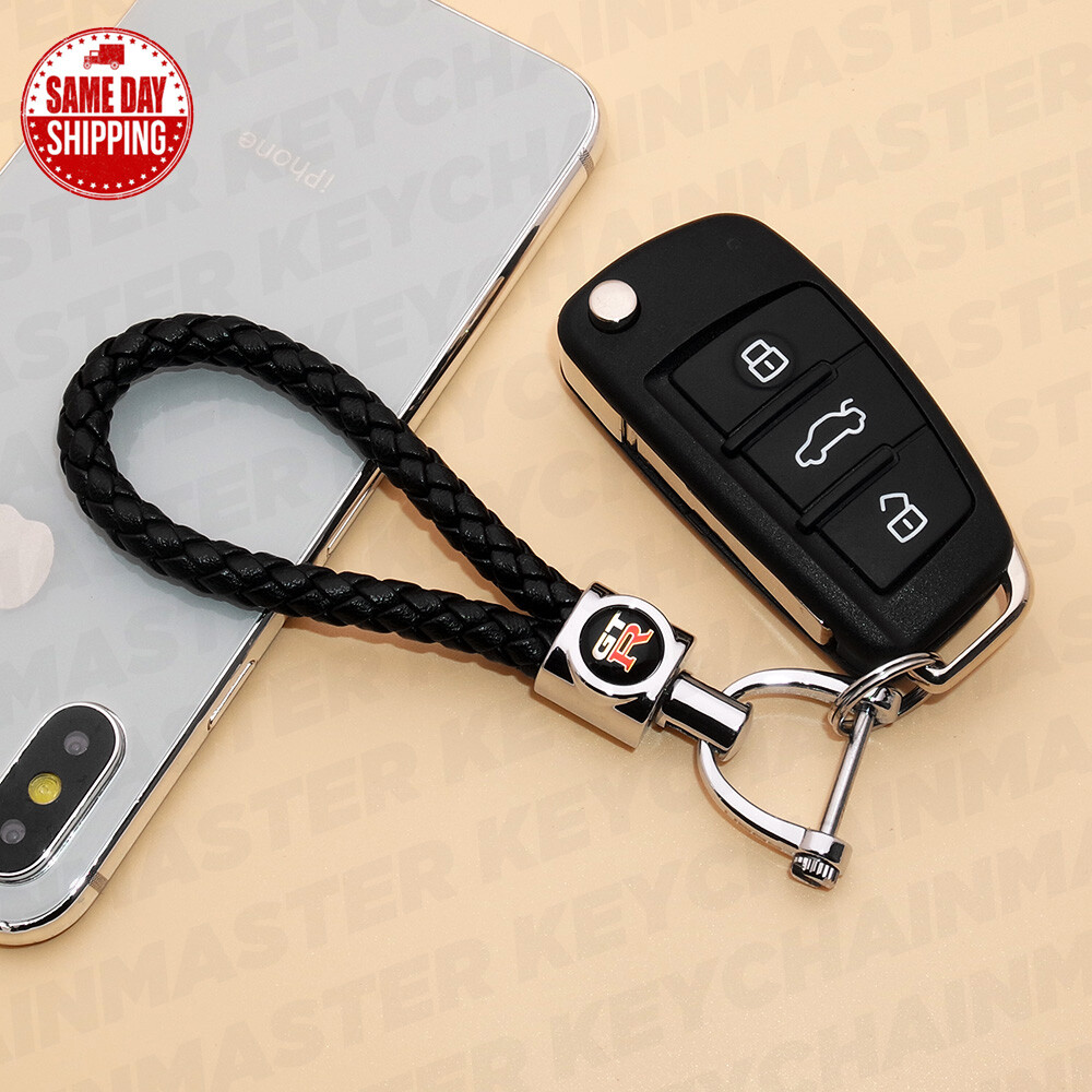 Black Weave Calf Leather GTR Logo Car Home Key Chain Ring Gift ...